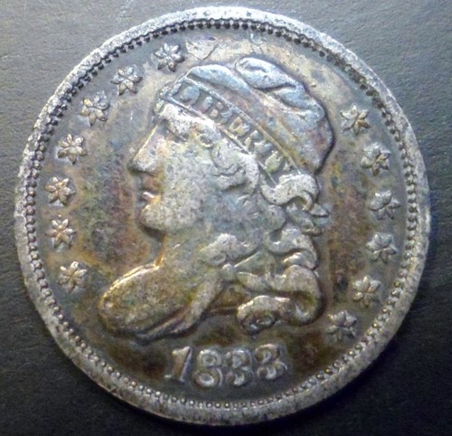 FULL LIBERTY 1833 CAPPED BUST HALF DIME 5c Scarce Estate Collection ...
