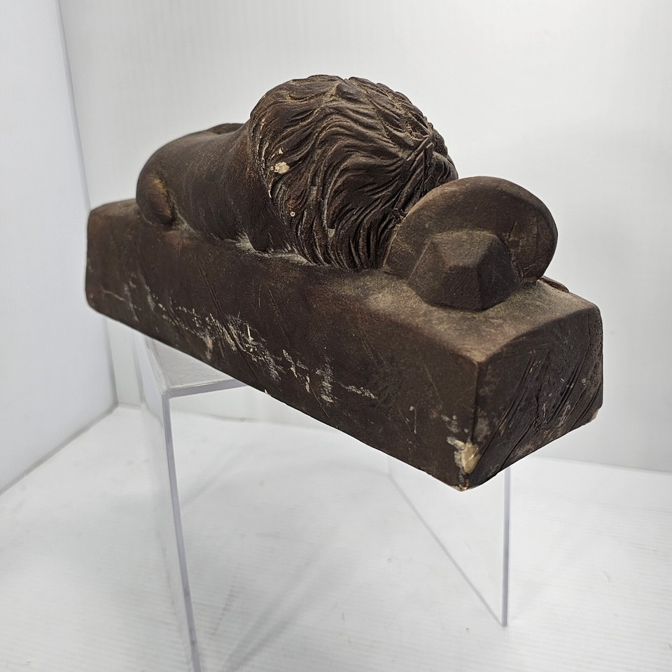 VTG Helvetiorum Fidel AC Virtuti Lion of Lucerne Cast Plaster Statue 8. ...