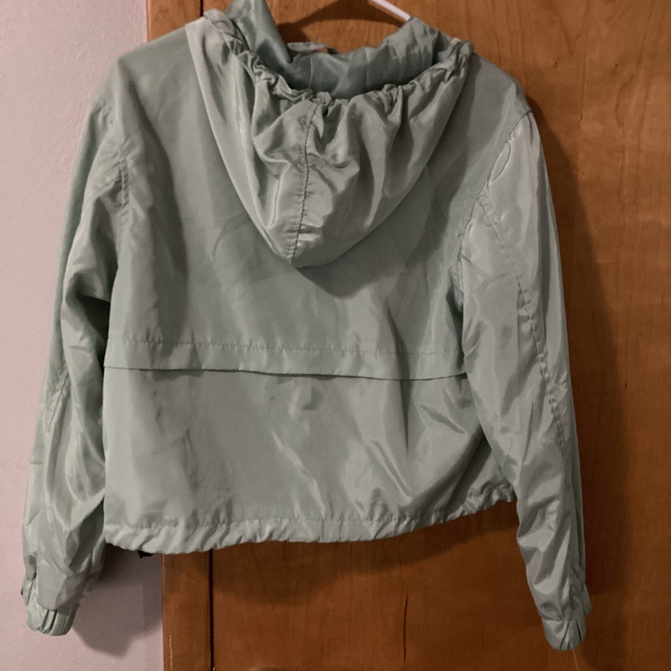 Miss Selfie EUC Hooded Cropped Spring Jacket Draw String Hood & Waist ...