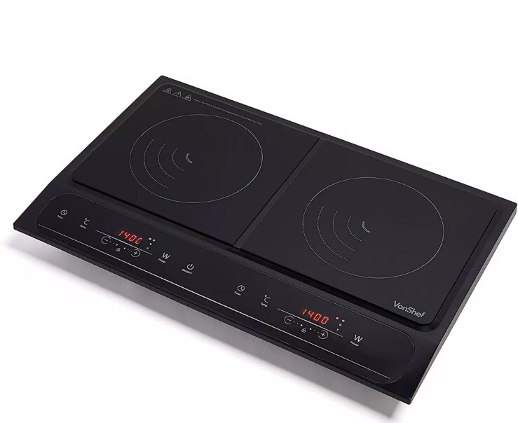 VonShef Twin Digital Induction Hob Double Plate Electric Table Top LED ...