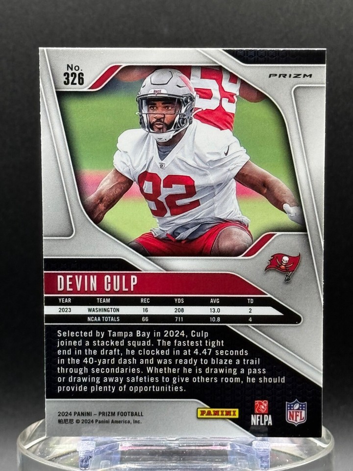 Devin Culp, RC - PINK PRIZM - 2024 Panini Prizm #326 - Tampa Bay ...