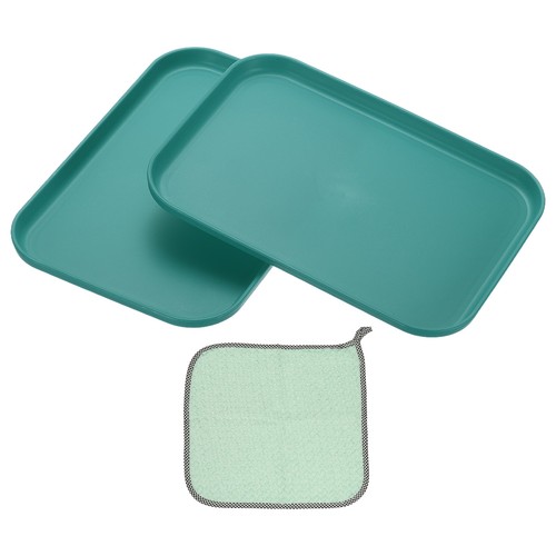 9.5x6.9" Rectangular Plates, 2 Pack Wheat Plastic Dinner Plates, Dark ...