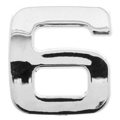 1" 3D CHROME NUMBER 6 Adhesive Sign Decal Badge Emblem Sticker Car Auto ...