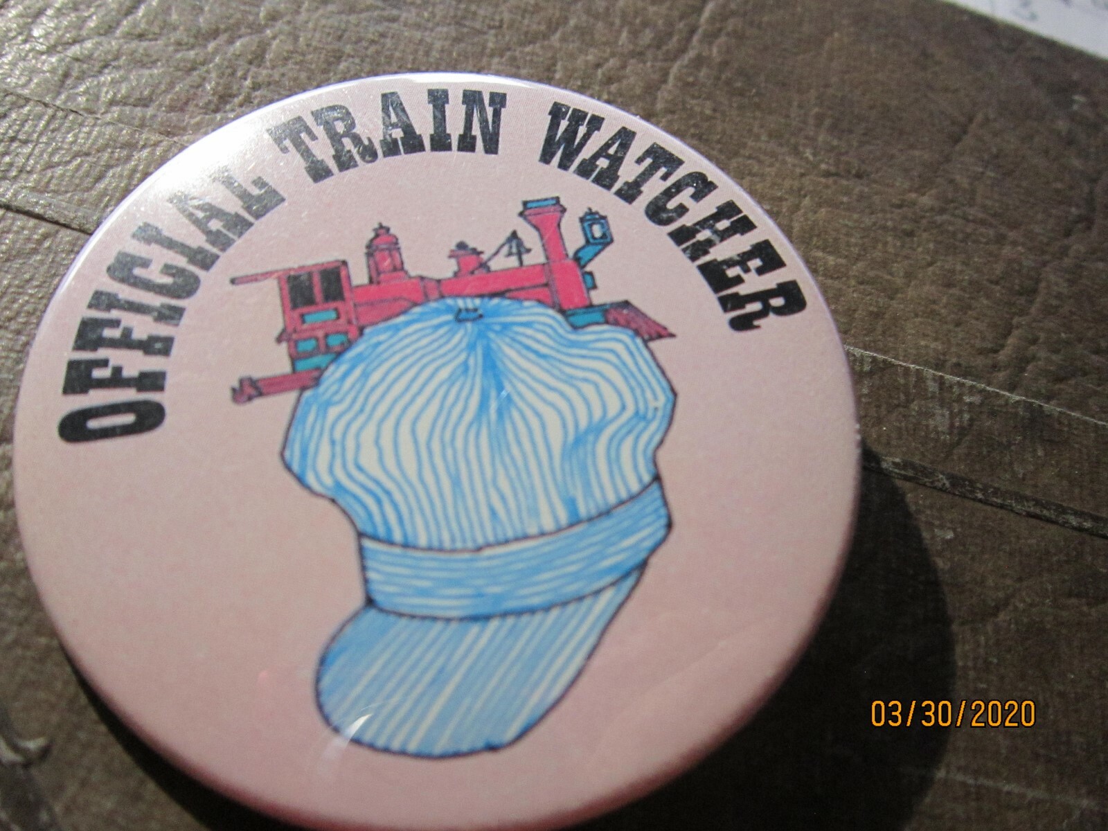 OFFICAL TRAIN WATCHER Engine Engineers Hat Collectors Button Pin ...