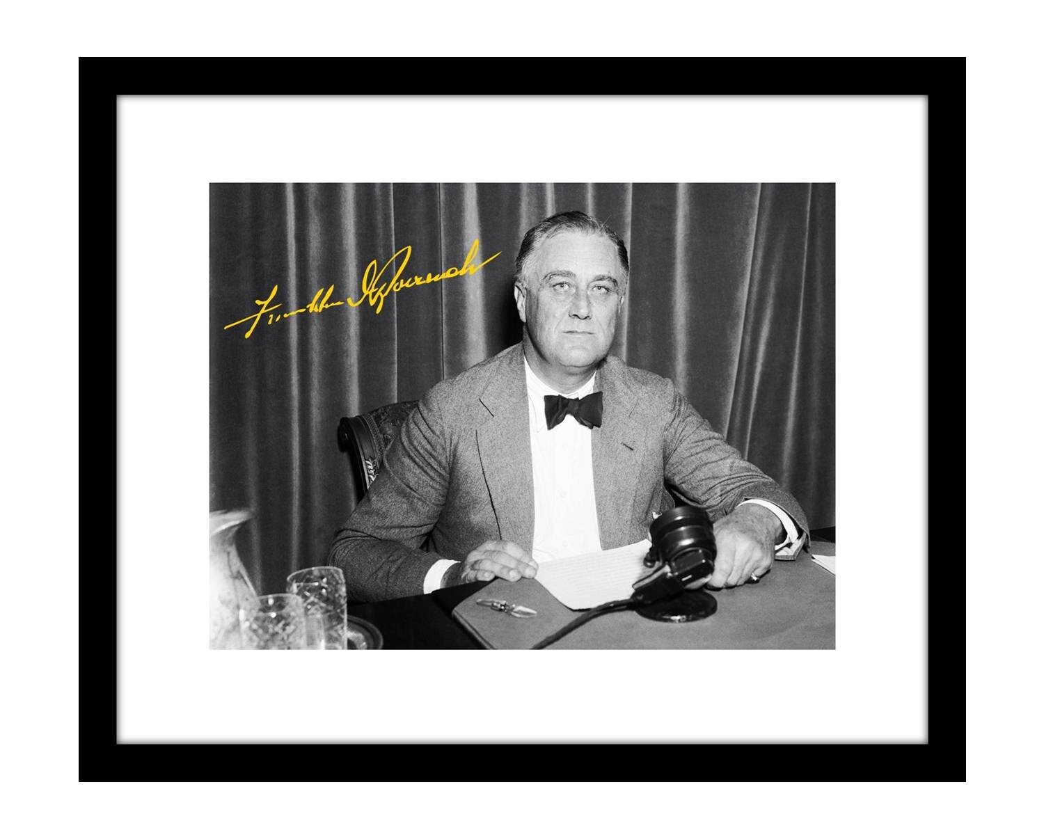 Franklin Delano Roosevelt 8x10 Signed photo print Fireside Chat at Desk ...