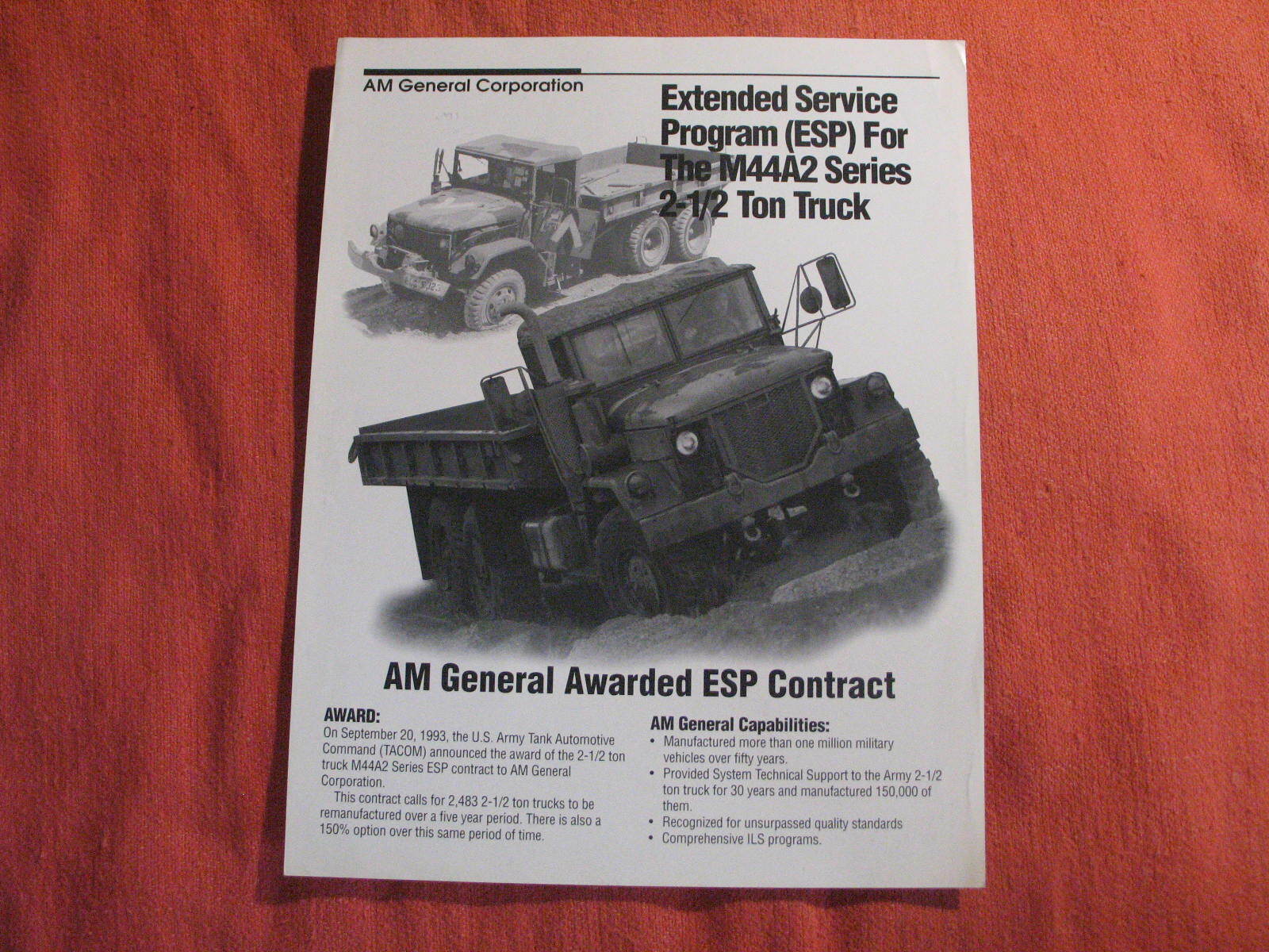 AM General Corporation ESP M44A2 truck brochure prospekt 1993 | eBay
