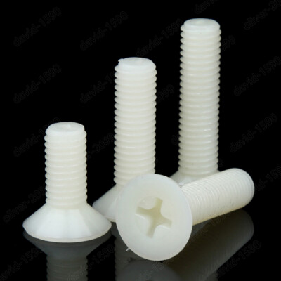 M2 M2.5 M3 M4 M5 M6 M8 White Plastic Nylon Phillips Countersunk Flat ...