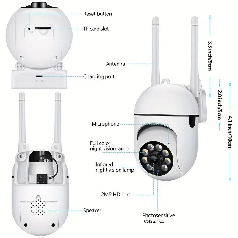 Wireless Wi-Fi Security Camera Model: XY-3820 - 1080P Color Display ...