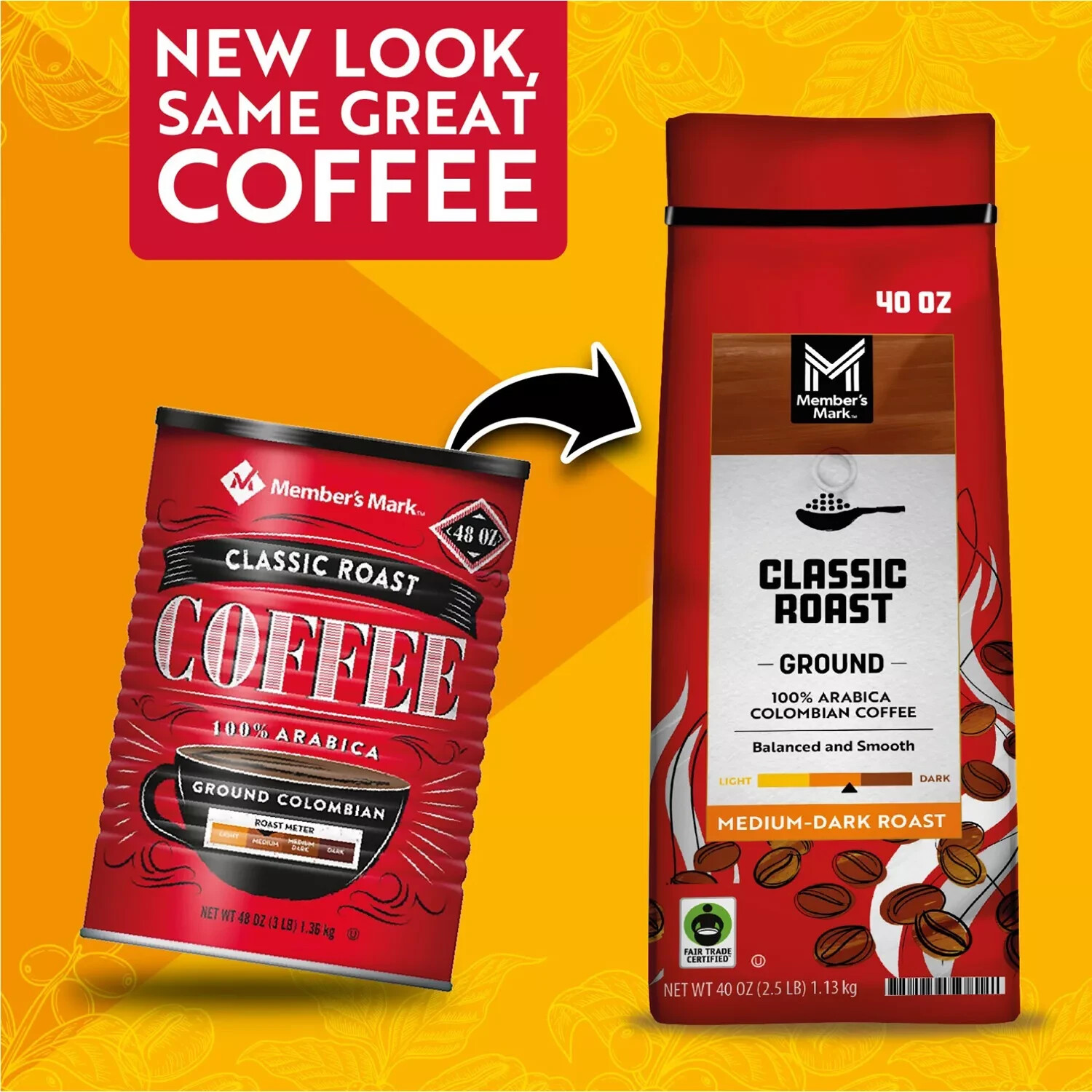 Member's Mark Colombian Classic Medium-Dark Roast Ground Coffee, 40 oz ...