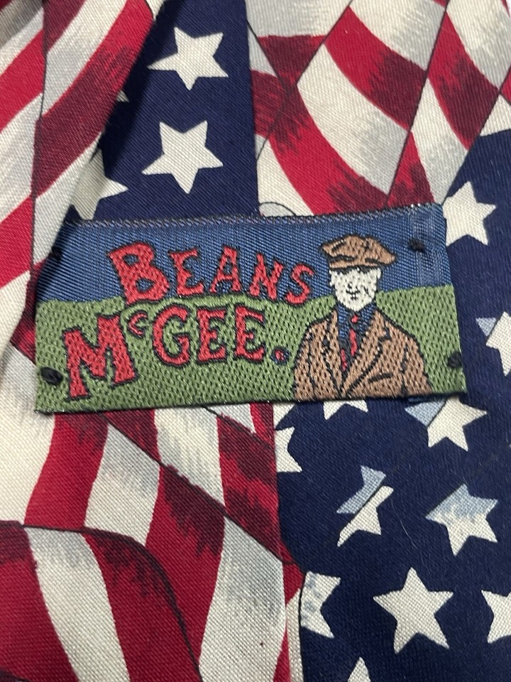 Beans McGee American Flag Mens Neck Tie Cotton Red White Blue 56 Inch ...