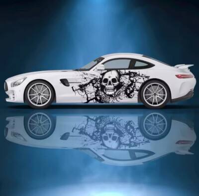 Skull ink tire prints Car Side Sticker Vinyl ; Tough Decals For Guys ...