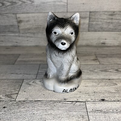 Vtg Ceramic Alaska Wolf/Husky Coin Bank w/Plug Approx 5.5” x 3” | eBay