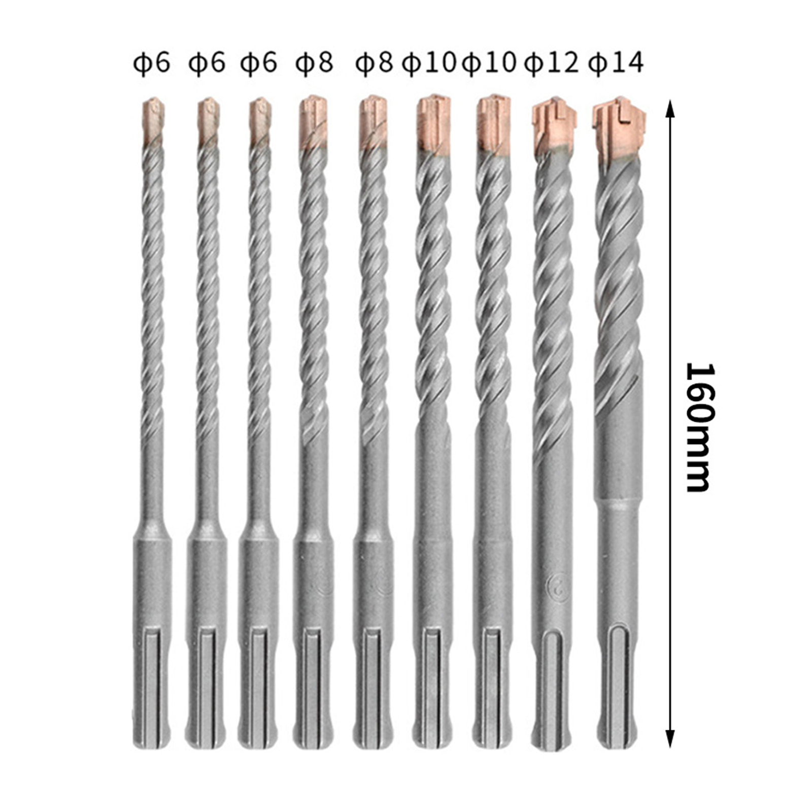 9pcs Electric Hammer Drill Bit Round Shank Stable Structure High ...