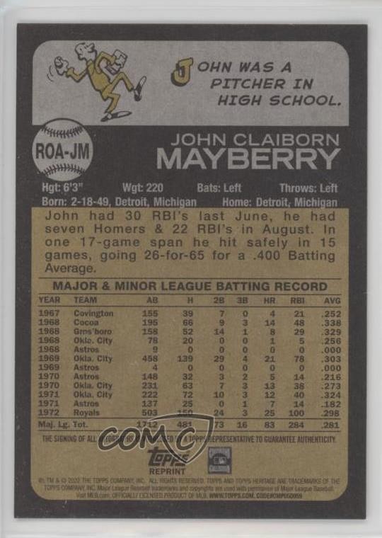 2022 Topps Heritage High Number Real One Auto John Mayberry #ROA-JM ...