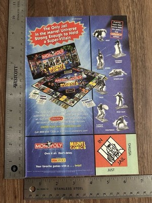 Monopoly 1999 Print Ad retro board game promo art 1990s Marvel comics ...