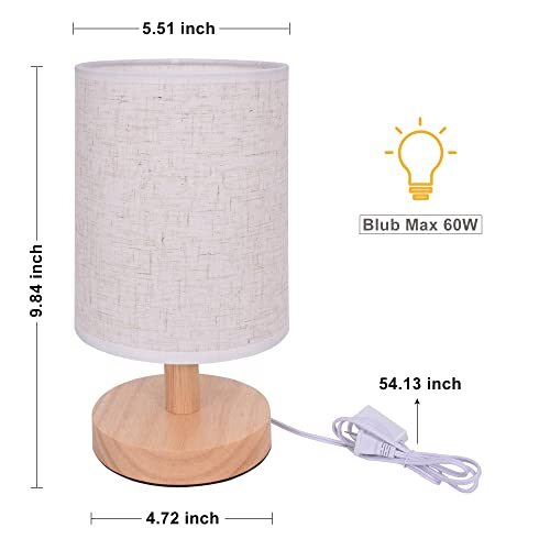Small Table Lampwooden Bedside Lamp Simple Bedroom Lamp Linen Shade ...
