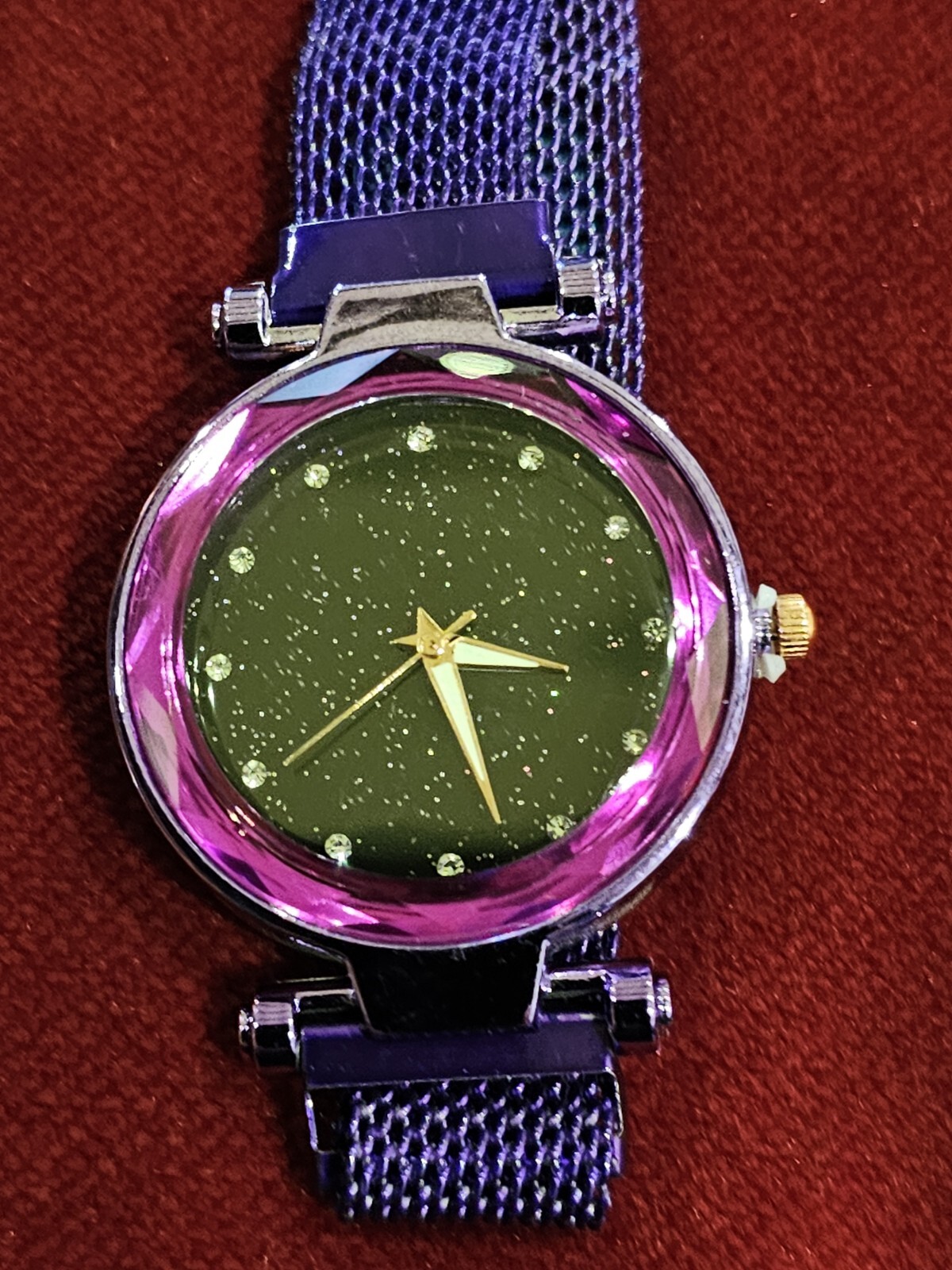 Chaoyada Ladies/Girl Beautiful Quartz Watch Black Glitter Face Purple ...