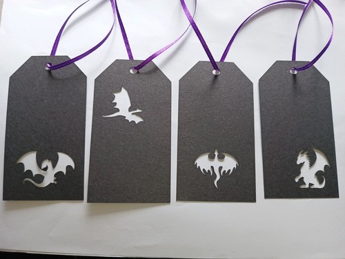 Set Of 4 Black Dragon gift tags with Ribbon Handmade Large 6x11cm | eBay