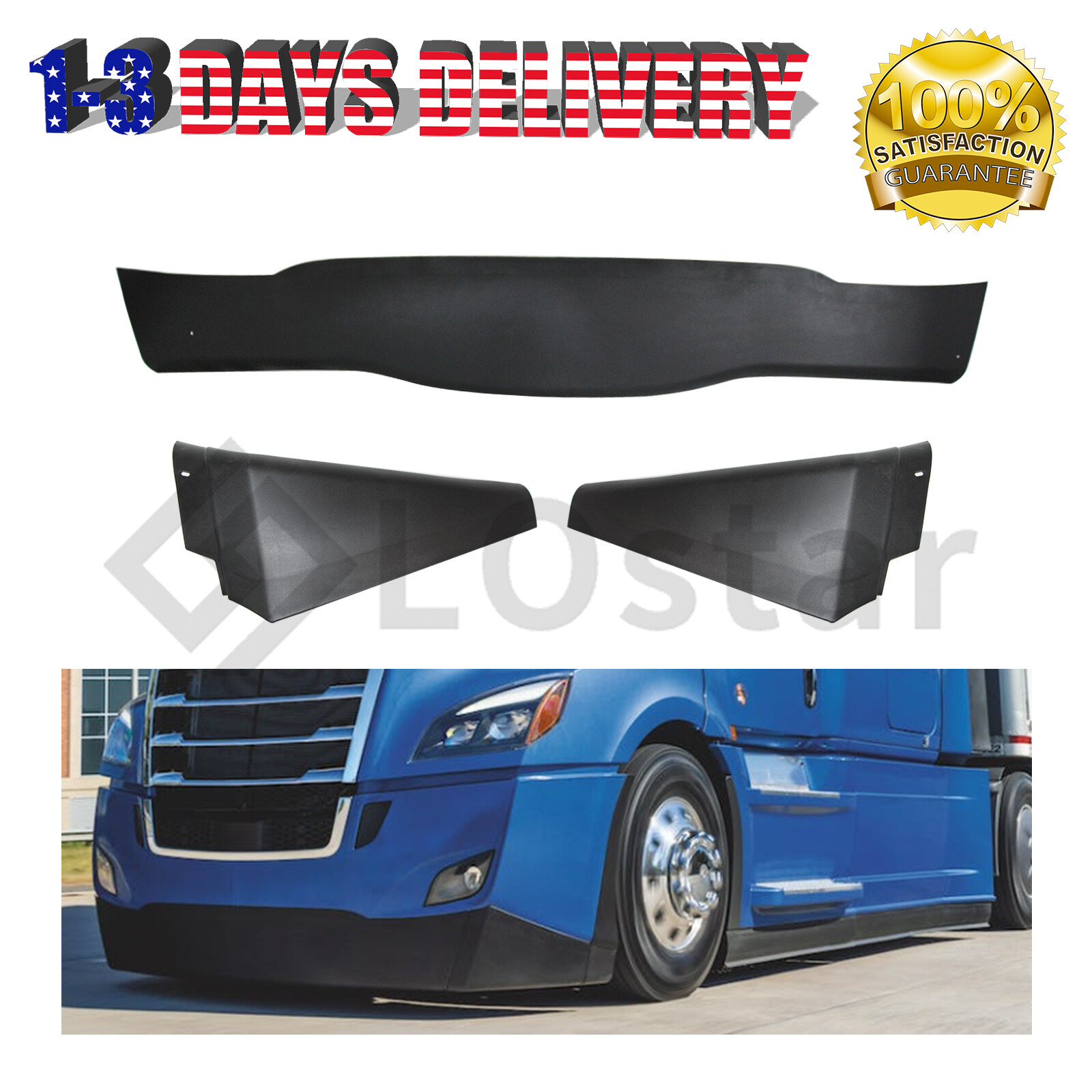 3PCS Bumper Air Flow Deflector Set For 2018-2023 Freightliner Cascadia ...