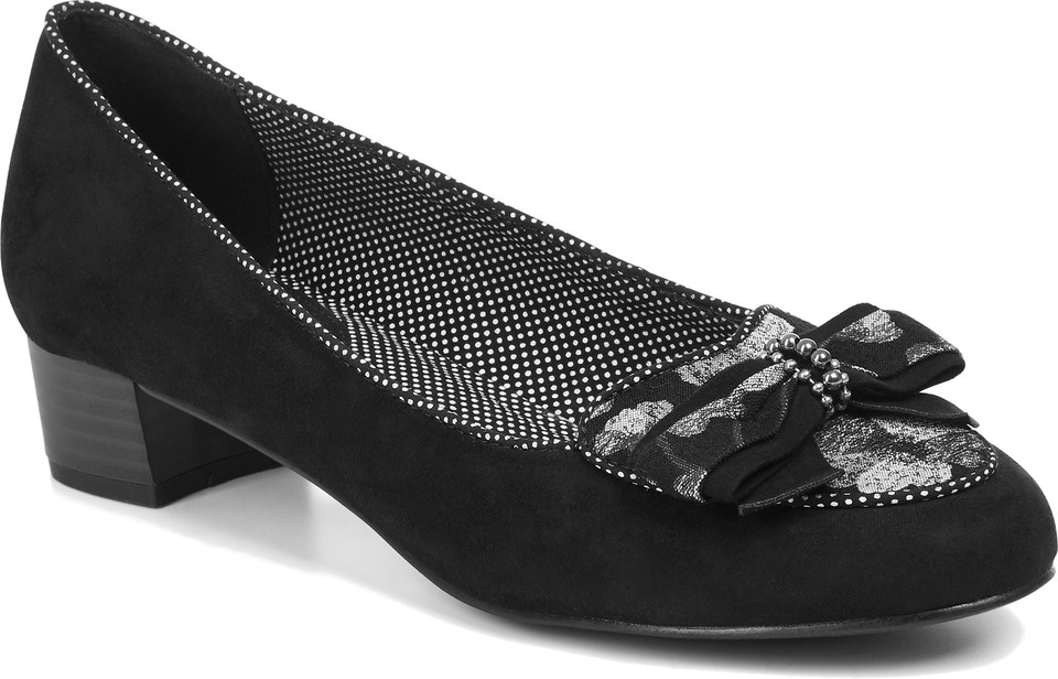 Ruby Shoo "VICTORIA BOW" Vintage Classic BLOCK HEEL Retro PUMPS ...