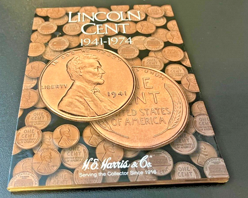 H.E. HARRIS Coin Folder #2 Lincoln Cent Penny 1941 - 1974 with 30 ...