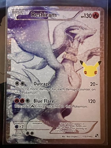 Pack Fresh Reshiram Celebrations 113/114 Classic Collection Holo ...