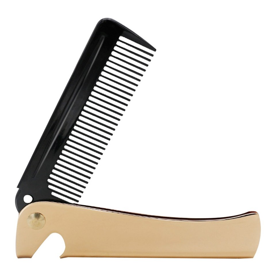 Foldable Hair Comb for Men Gold Color Stainless Steel Hairdressing Tool ...