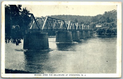 STOCKTON NJ BRIDGE OVER DELAWARE 1954 VINTAGE POSTCARD | eBay