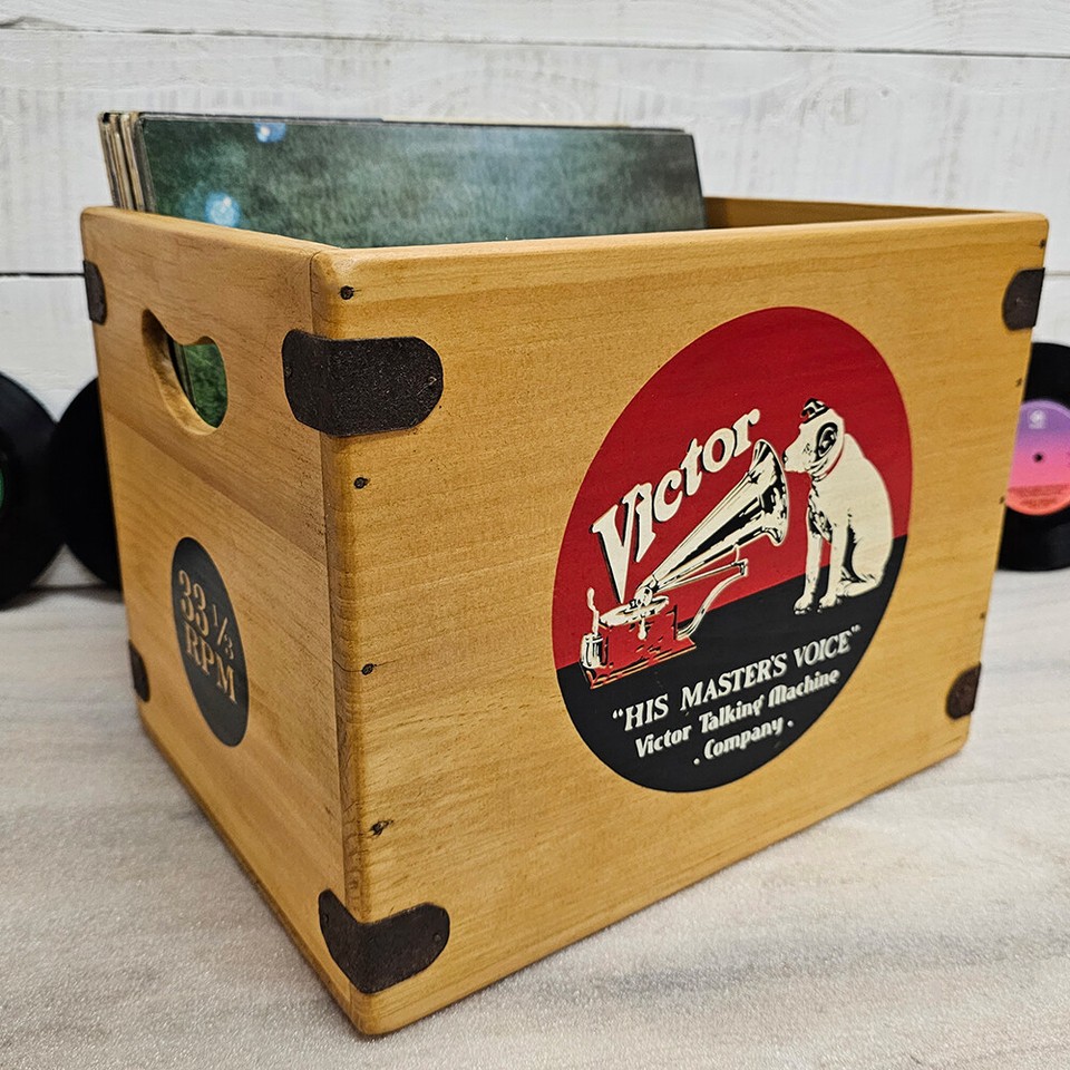 Retro Record Box 12" Vintage Wooden Handcrafted Album Crate For LP ...