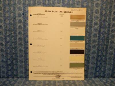 1960 Pontiac Original Paint Color Chip Chart 2 Pgs Bonneville Ventura ...
