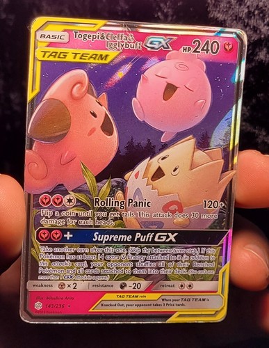 Pokémon TCG Togepi & Cleffa & Igglybuff Tag Team GX Cosmic Eclipse 143/ ...