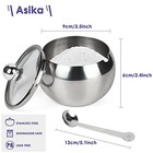 Sugar Bowl Stainless Steel Sugar Pot With Clear Lid And Spoon Drum ...