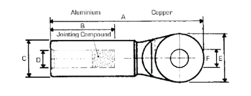 UTILUX BG120M16 BI-Metal Crimp Terminal Lug 120mm² M16 Copper Aluminium ...