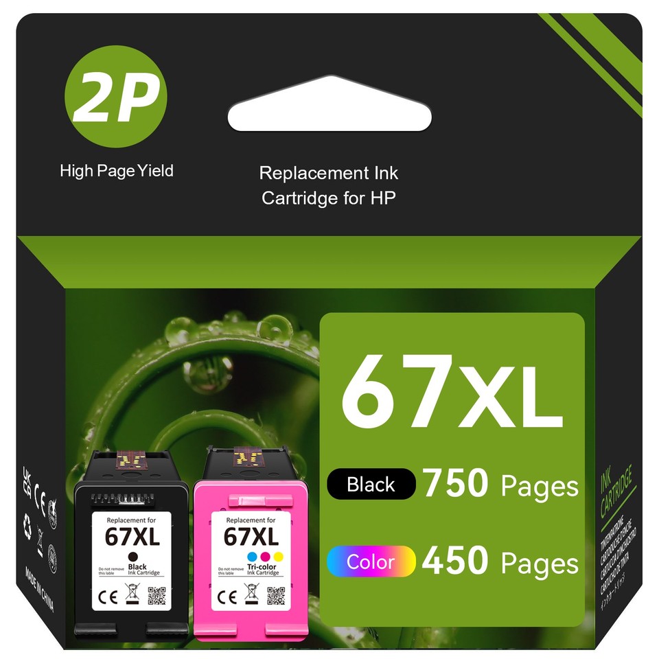 67XL Ink Cartridge 67 Ink for HP Deskjet 2755e 4155e 2700e 2855e Envy ...