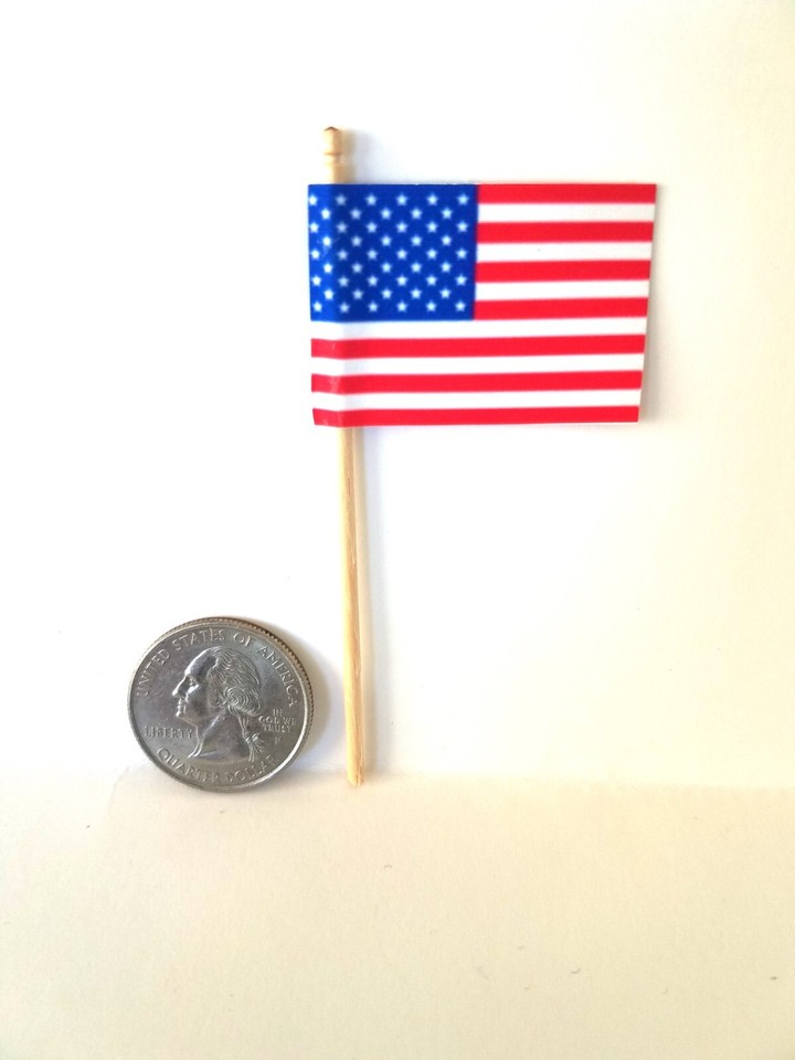 Dollhouse Miniature American Flag MADE IN USA Double Sided 3" Mini ...