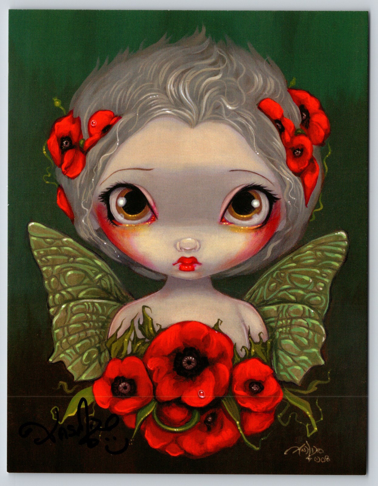 Postcard Signed Jasmine Becket-Griffith Strangling Art Big Eyed Fairy ...