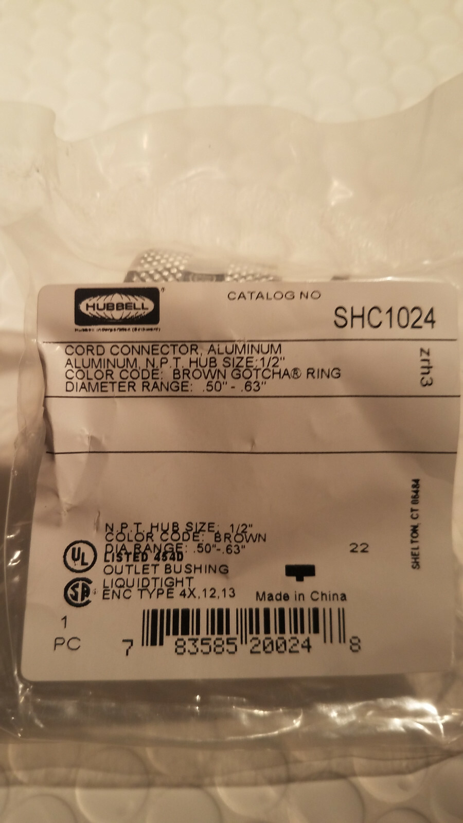 HUBBELL SHC1024 ALUMINUM CORD CONNECTOR 1/2 BROWN | eBay