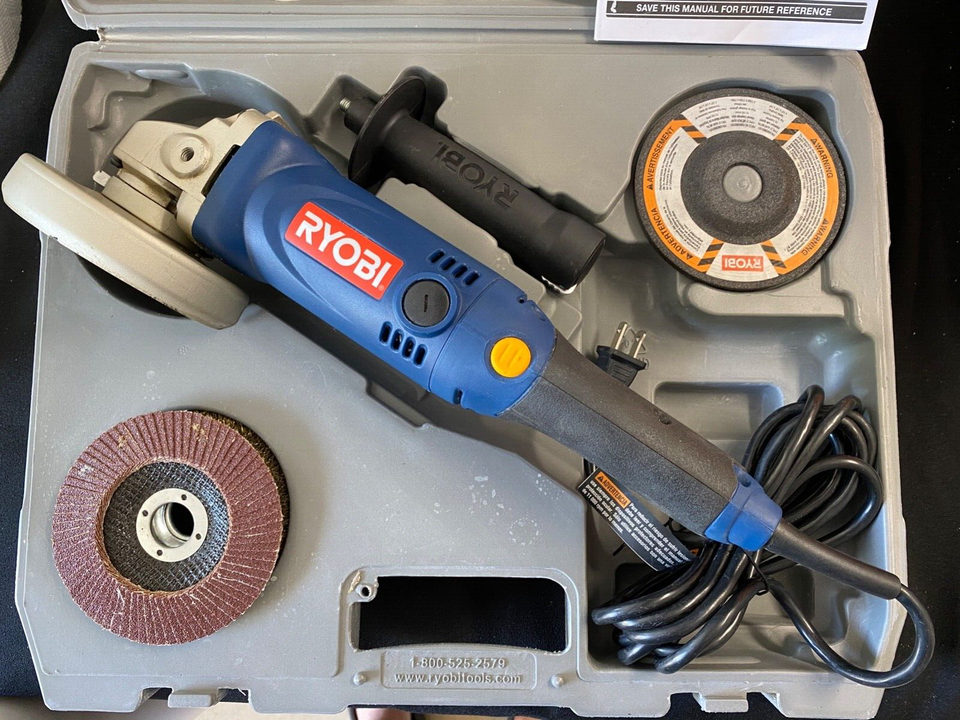 Ryobi AG452 4 1/2" Angle Grinder Rotating Handle w/ Case & Extra ...