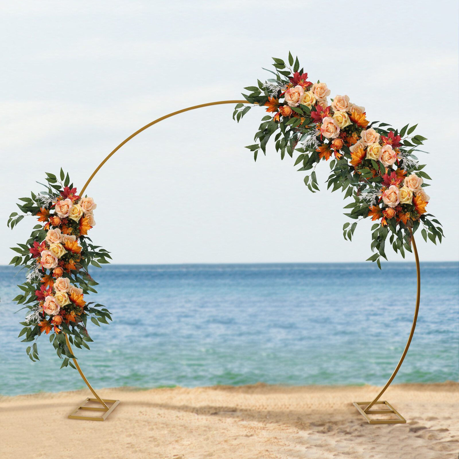 Round Gold Wedding Arch Metal Frame Garden Arbor Party Flowers Backdrop ...