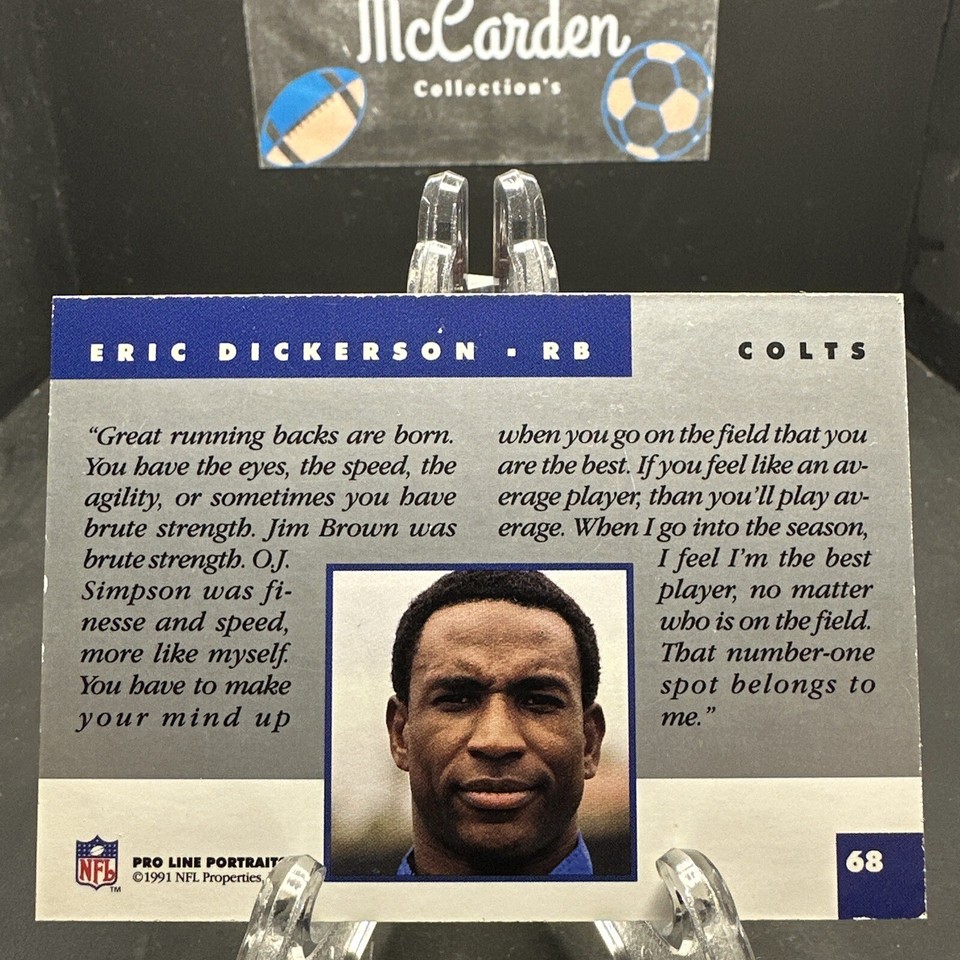 1991 Pro Line Portraits Eric Dickerson #68 Indianapolis Colts | eBay