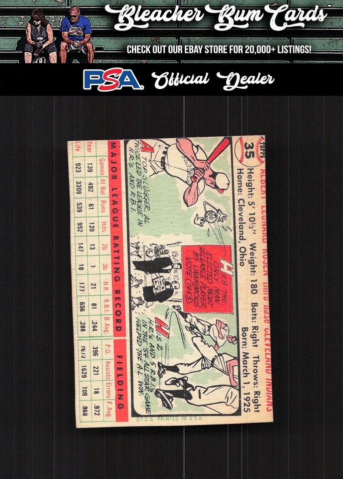 1956 Topps 35 Al Rosen Auto Trimmed | eBay