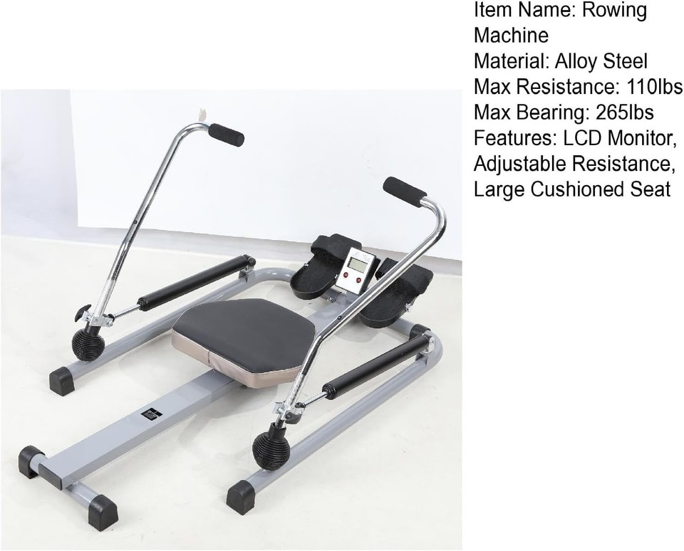 Compact Hydraulic Rowing Machine with LCD Monitor & Adjustable ...