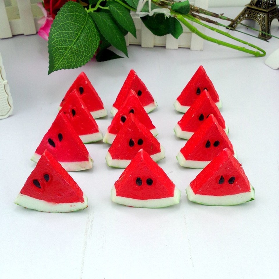 Realistic Fake Watermelon Slices Silicone Fruit Photography Props 10pcs ...