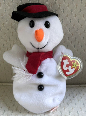 SNOWBALL THE WINTER SNOWMAN #4201 TY BEANIE BABY MWMTS PVC PELLETS ...