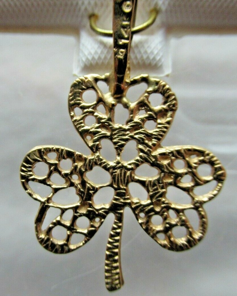 14kt Yellow Solid Gold Filigree Shamrock Charm PENDANT - New | eBay