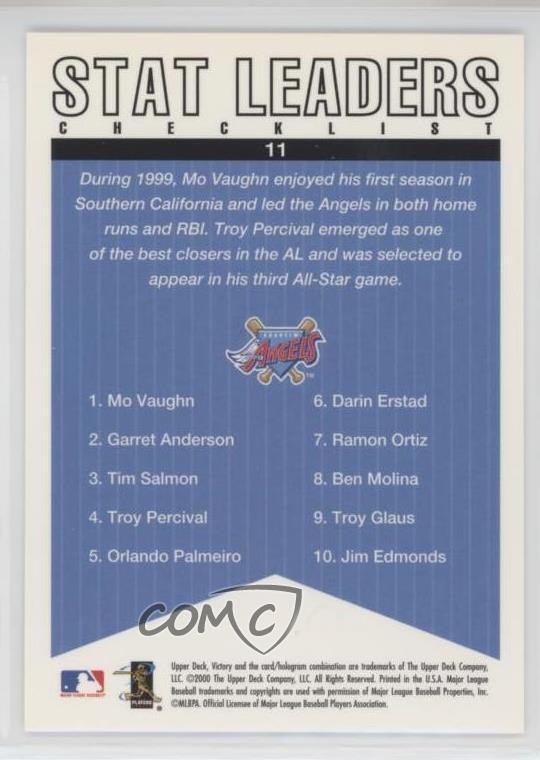 2000 Victory Stat Leaders Checklist Mo Vaughn Troy Percival #11 xm0 | eBay