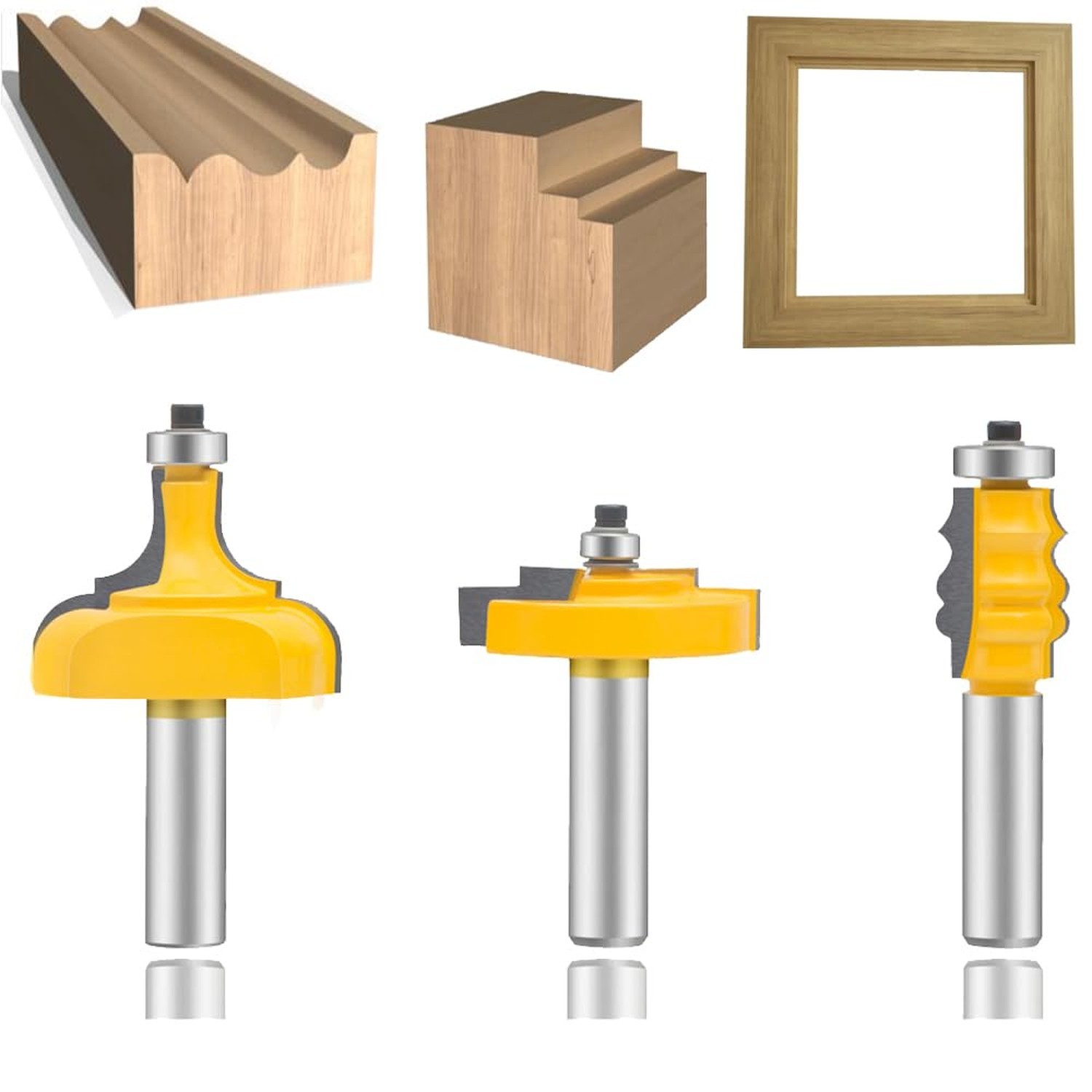 LEATBUY 3 PCS Router Bit Set, 1/2-Inch Shank Complete Picture Frame ...