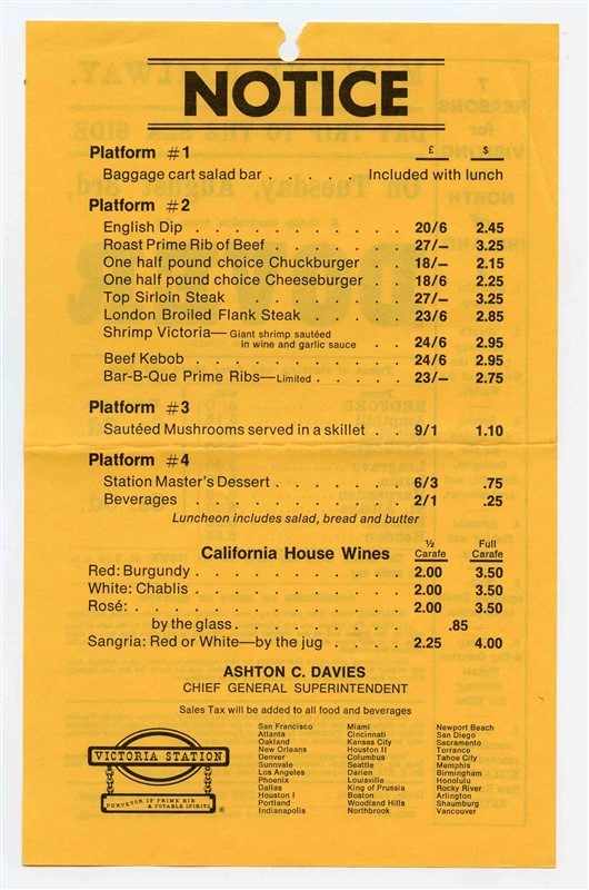 Victoria Station Lunch Menu 1970s Day Trip to the Sea Side DOVER ...
