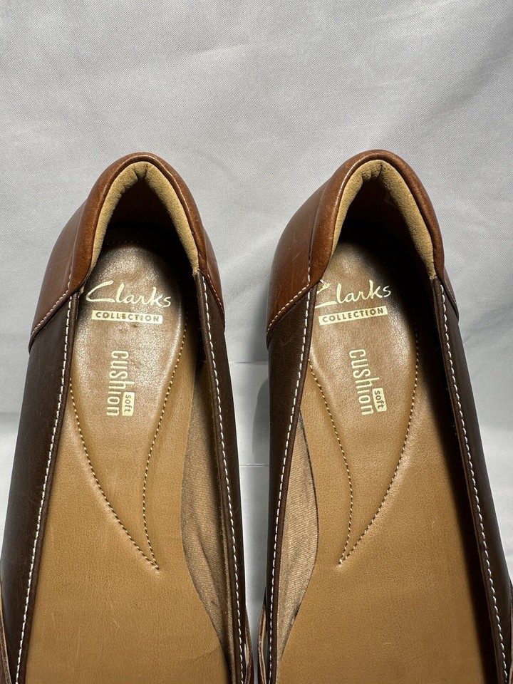 CLARKS COLLECTION Womens Flats Woven Toe Brown Leather Shoe Size 9 | eBay