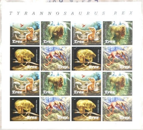 Tyrannosaurus Rex Stamps, Sheet of 16 Mint Condition, Scott #5410-13 | eBay